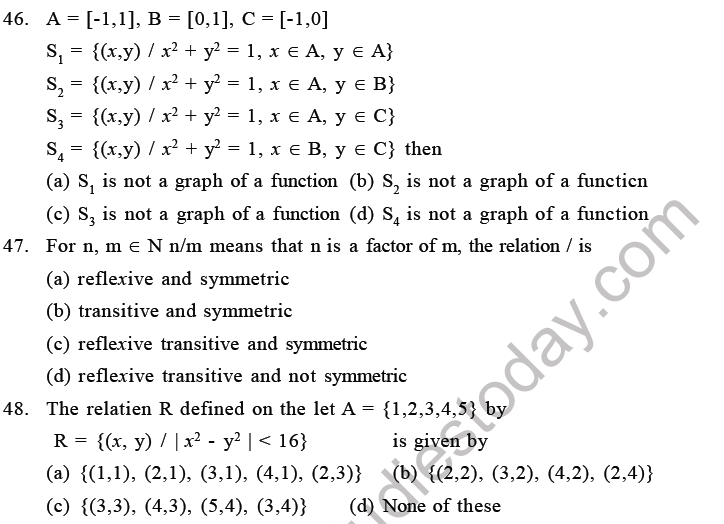 Jee Mathematics Relation And Functions Mcqs Set C With Answers 0948